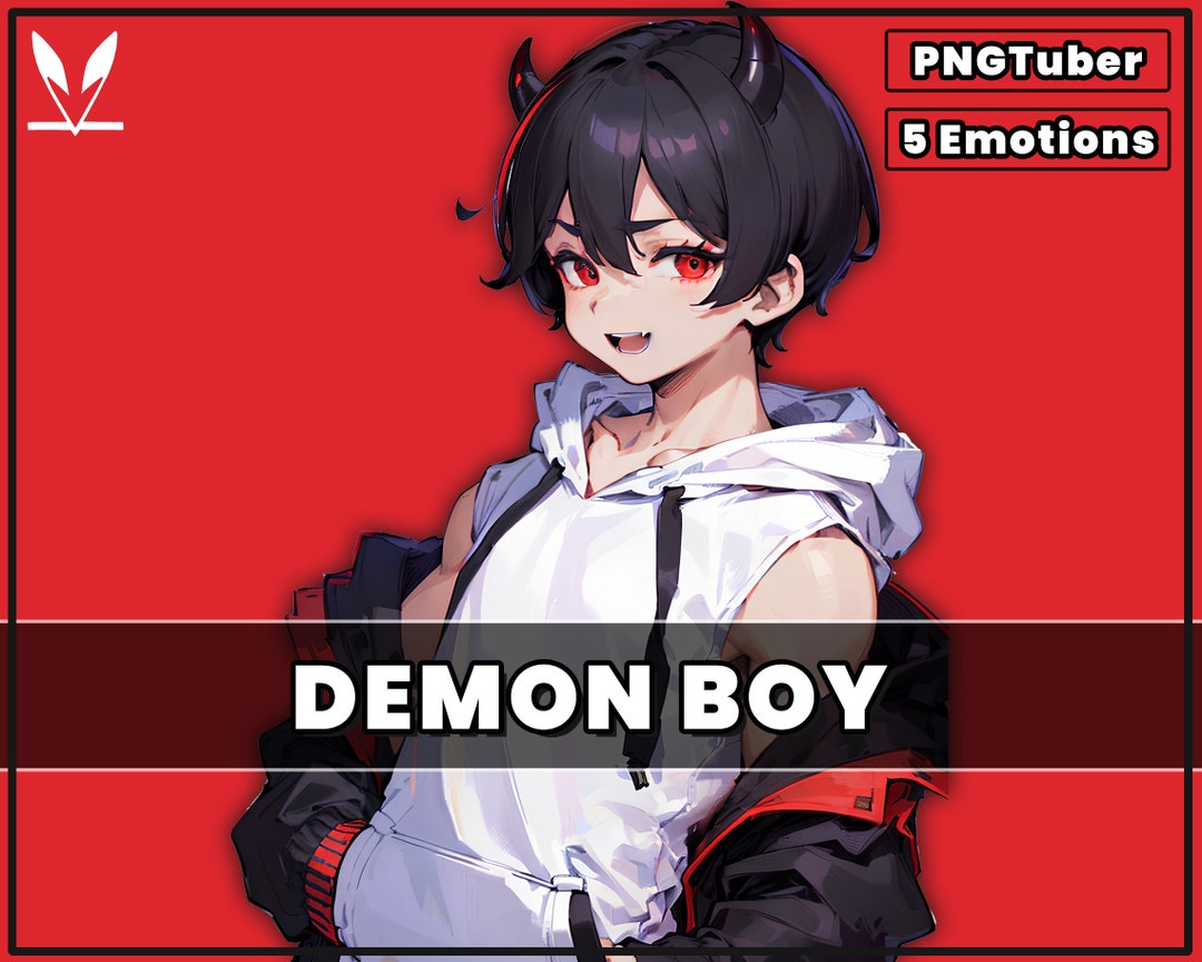 Pngtuber Demon Hacker Boy 5 Expressions Premade Male - Etsy