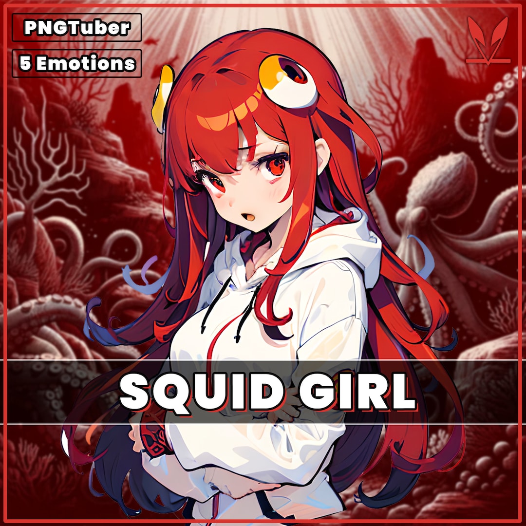 Pngtuber - Cute Octopus Girl | 4 Expressions | Animal Model | Streamer ...