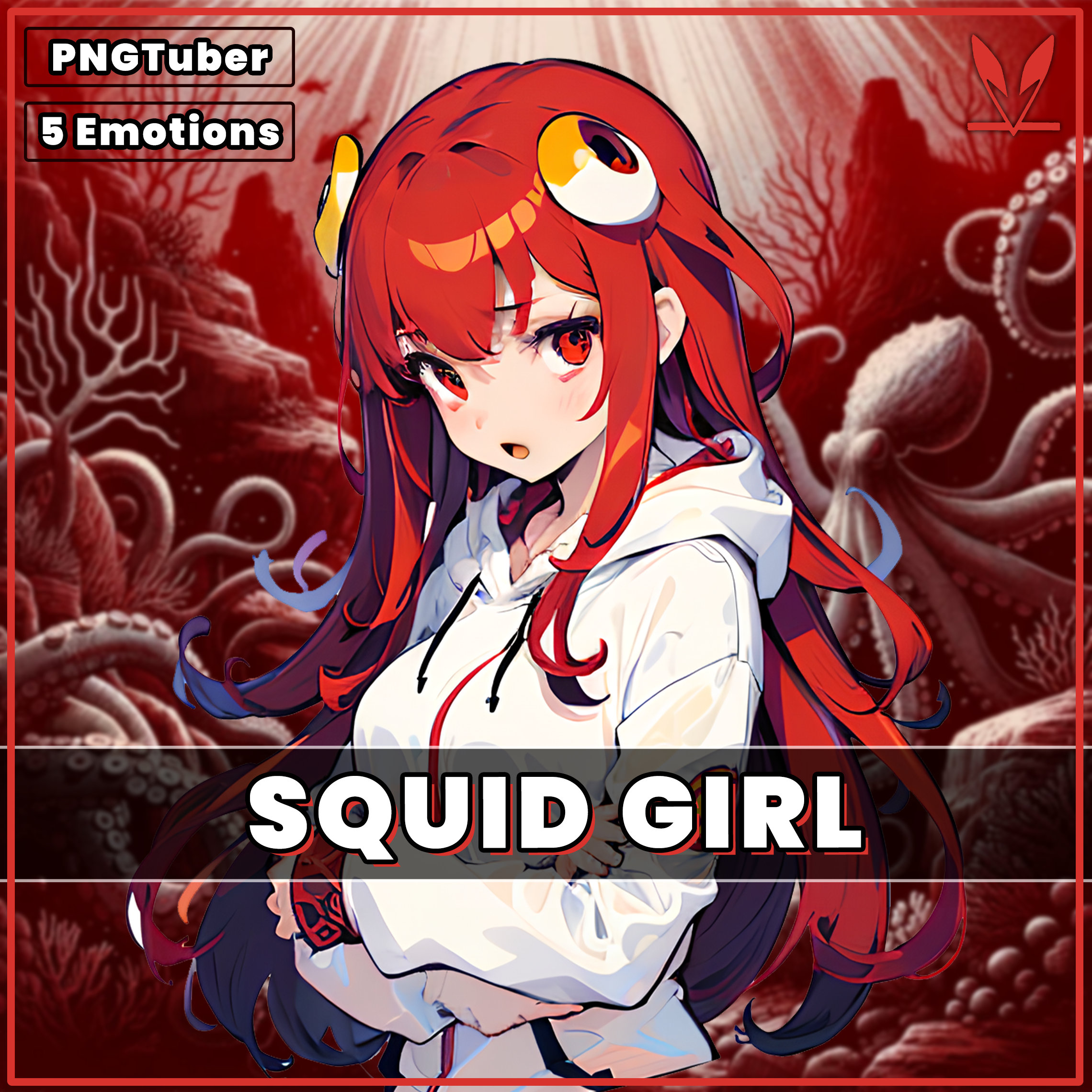 Pngtuber - Cute Octopus Girl | 4 Expressions | Animal Model | Streamer ...