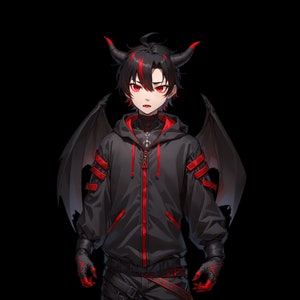 Vtuber Model Premade Live2d Demon Boy | Live2d | Vtube Studio | Dark ...