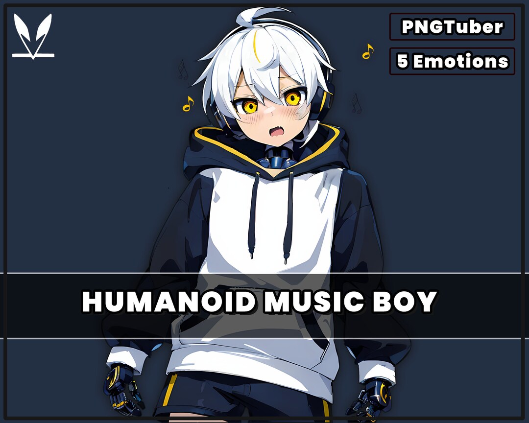 Pngtuber Humanoid Music Boy 5 Expressions Male Premade - Etsy