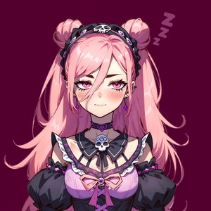 Vtuber - Skull Goth Girl for Vtube Studio as a Cute Pink, Black Half ...
