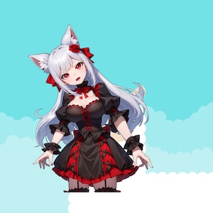 Live2d Premade Vtuber Model for Commercial Vampire Cat Girl for Vtube ...