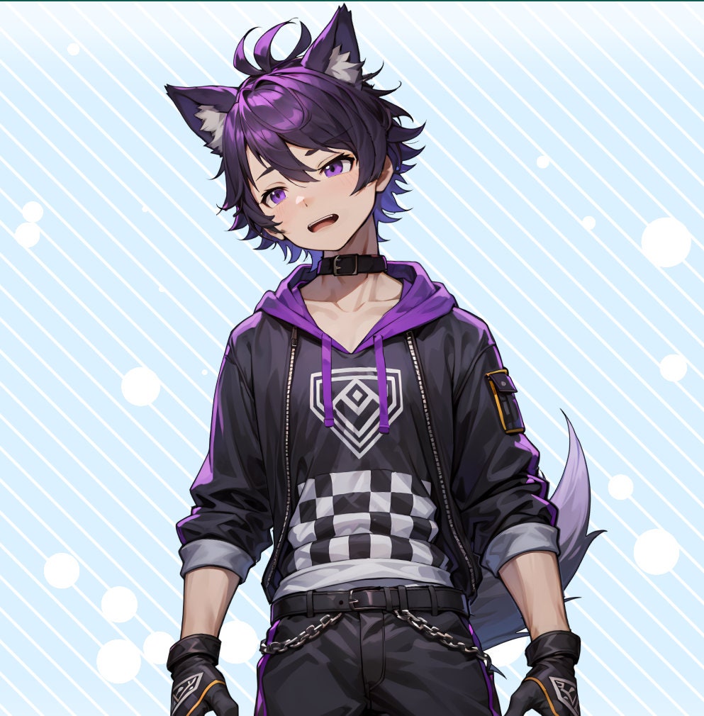 Vtuber - Purple Wolf Boy | Live2d | Animal | Streamer | Wolf | Animal ...