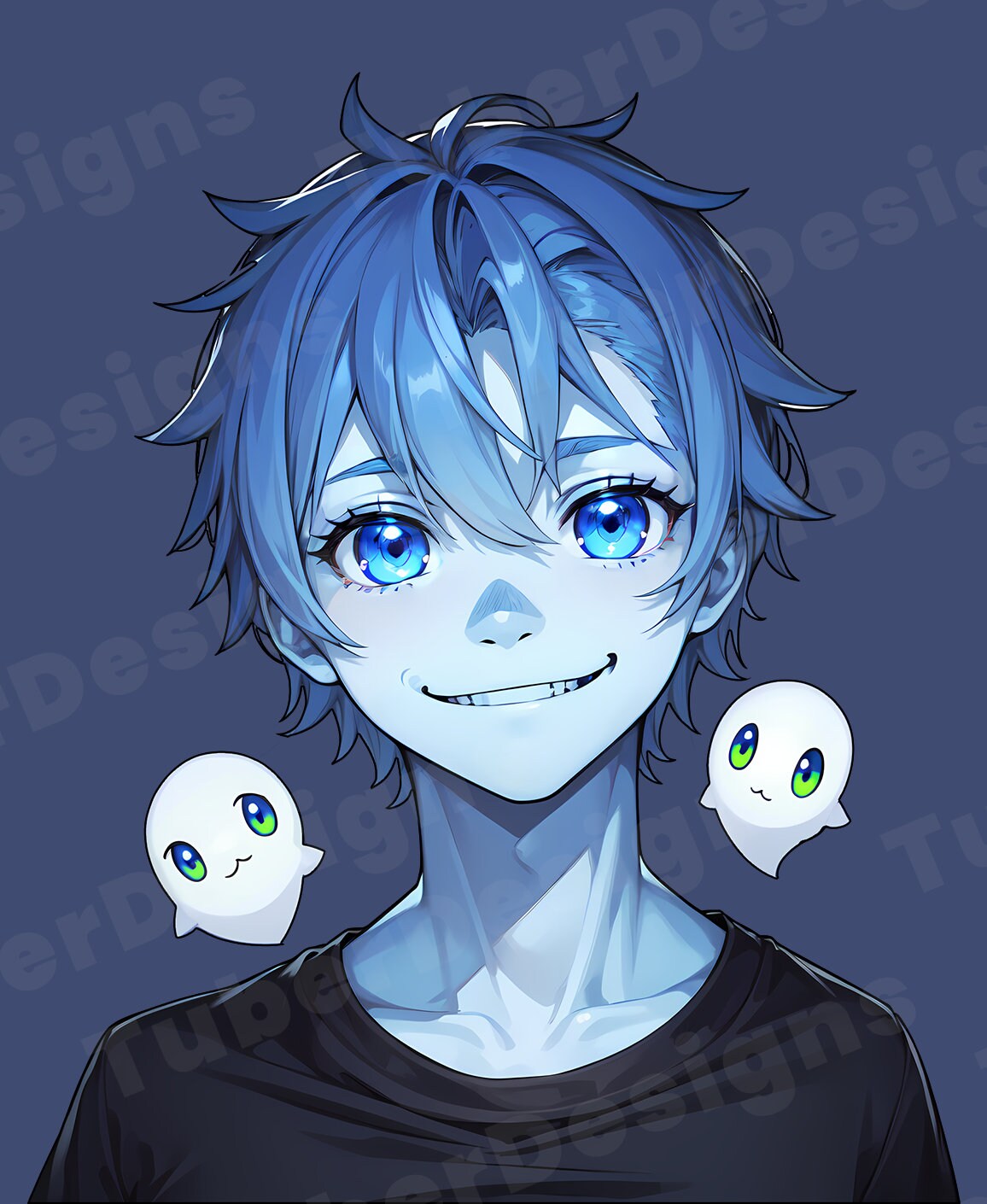 Pngtuber Ghost Boy With 5 Emotions Premade Pngtuber Male Png Model Asset Tuberdesigns for ...