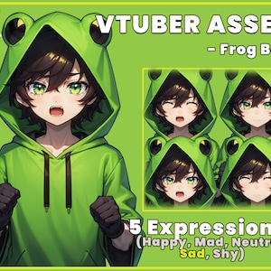 Cute Pngtuber Model | Frog Boy Pngtuber Premade Model | Veadotube Model | Cute PNG Tuber Model ...