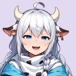 Vtuber - Cow Girl for Vtube Studio as a Cute White, Blue Full Body ...