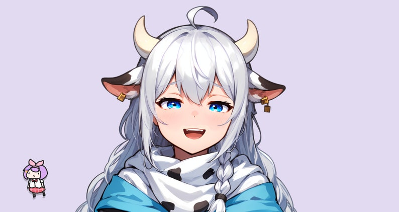 Cow Girl Vtuber Model – White & Blue, Full Body, Live2d - Etsy