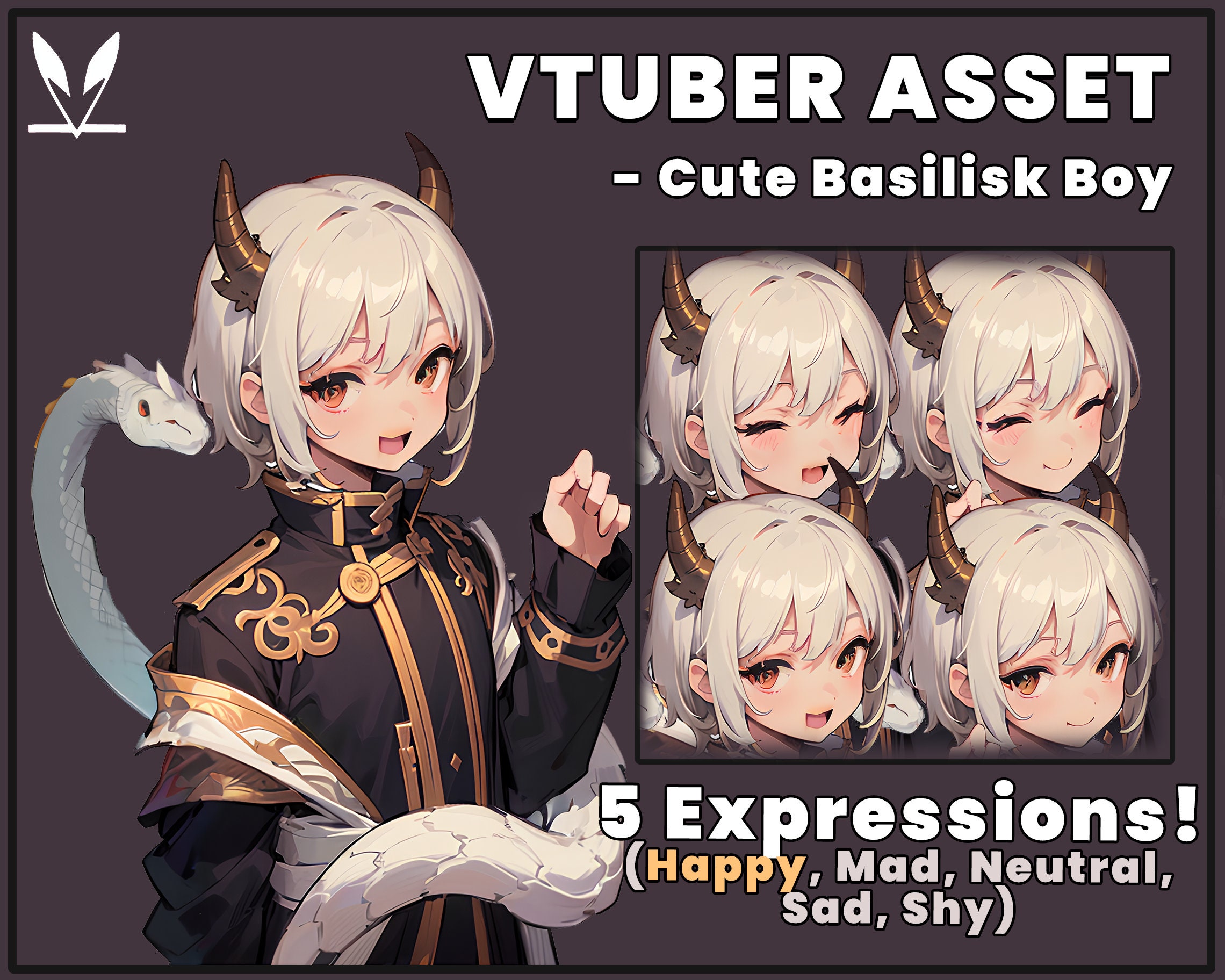 Pngtuber - Cute Basilisk Boy | 5 Expressions | Basilisk Premade ...