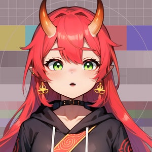 Vtuber - Oni Demon Girl for Vtube Studio as a Cute Orange Half Body ...