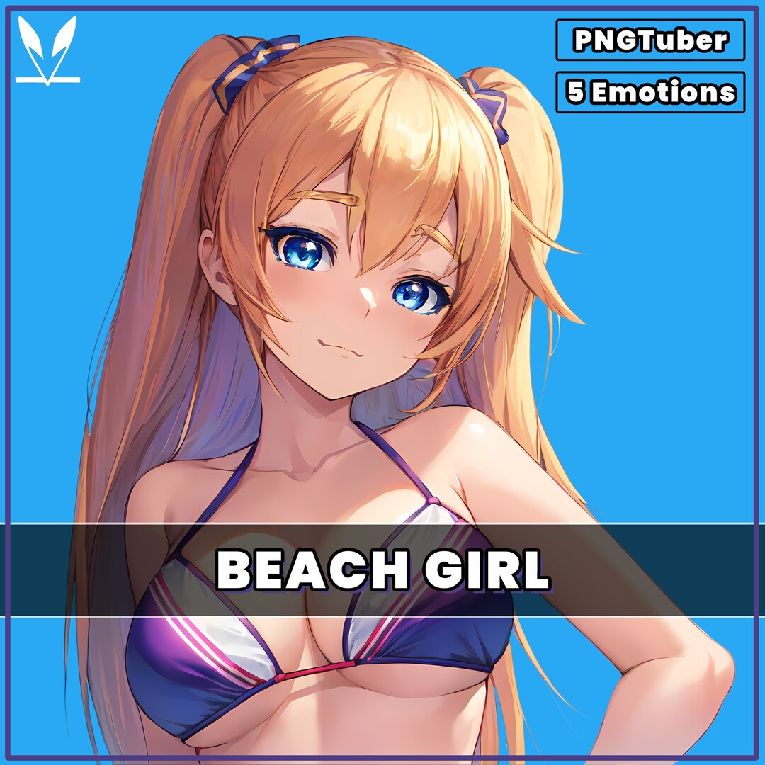 Pngtuber Summer Beach Girl 2D Premade Model With 5 Emotions - Etsy