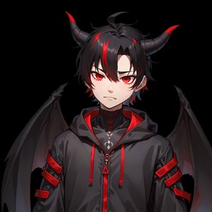 Vtuber Model Premade Live2d Demon Boy | Live2d | Vtube Studio | Dark ...