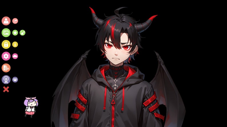 Demon Boy Vtuber Model | Ready to Stream, Live2d, Dark Oni Design - Etsy