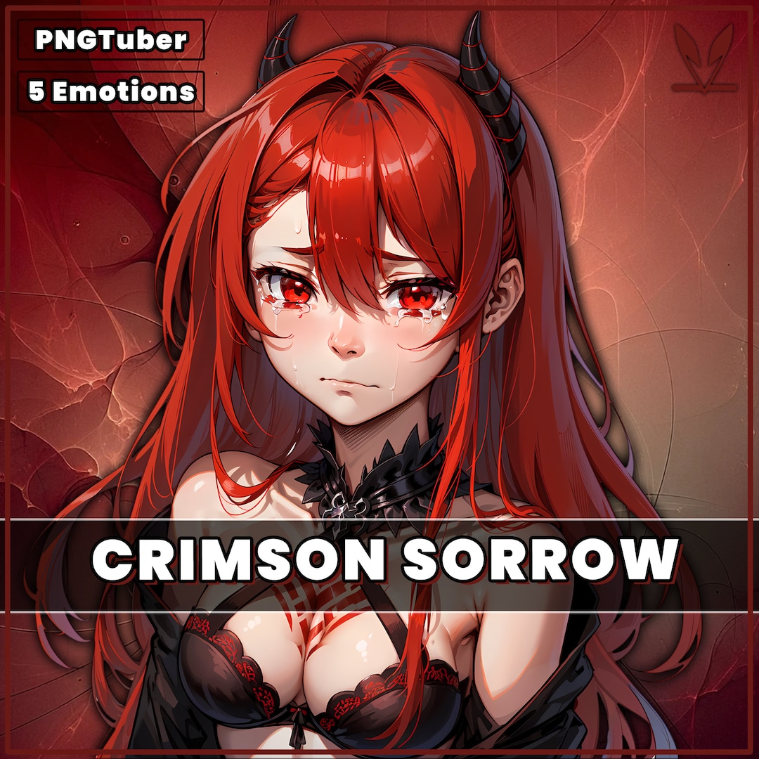 Pngtuber Crimson Sorrow Demon Girl With 5 Emotions | Ahegao Premade Pngtuber Girl Png Model ...