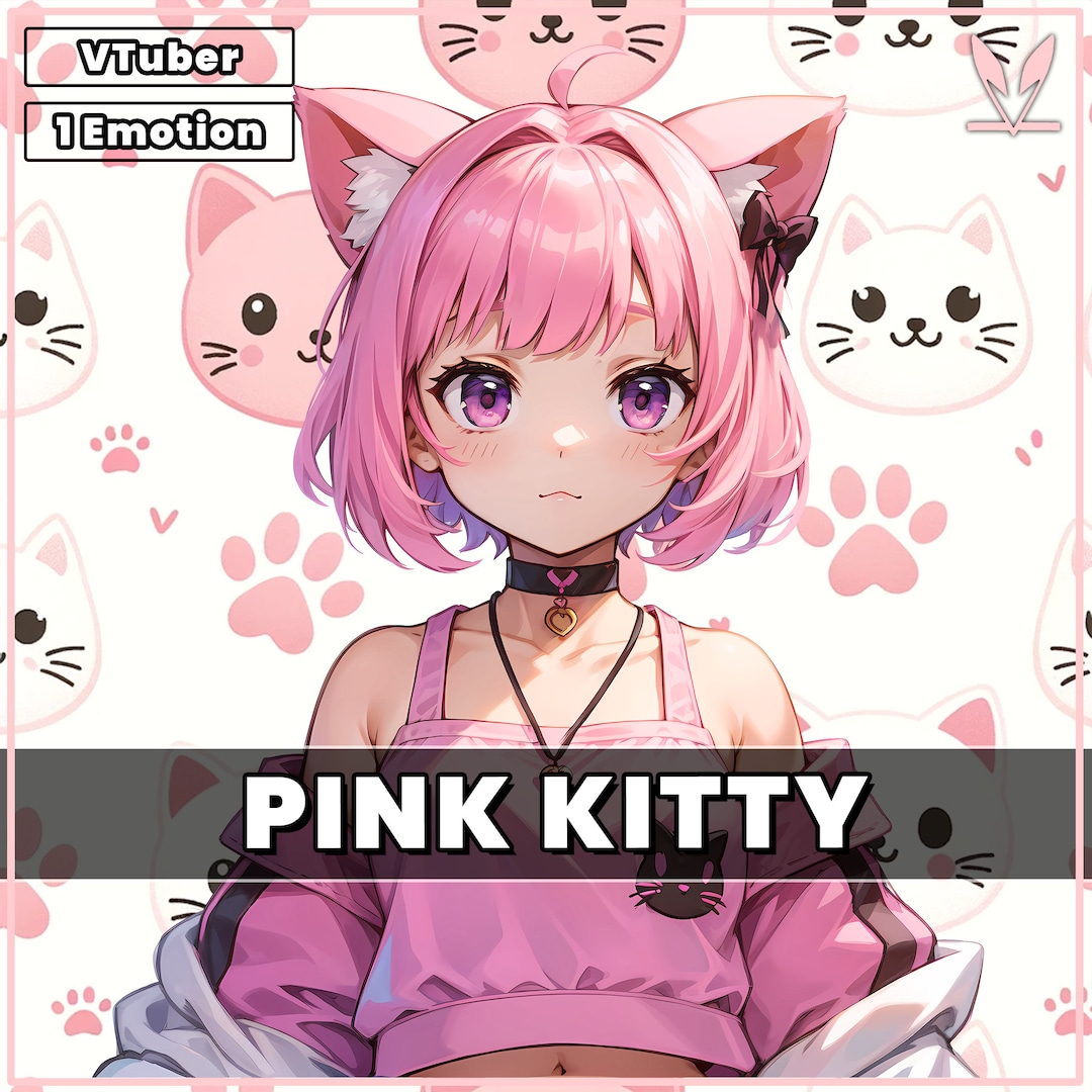 Live2d Vtuber Model for Commercial Use! Pink Kitty Girl Vtuber (ready ...