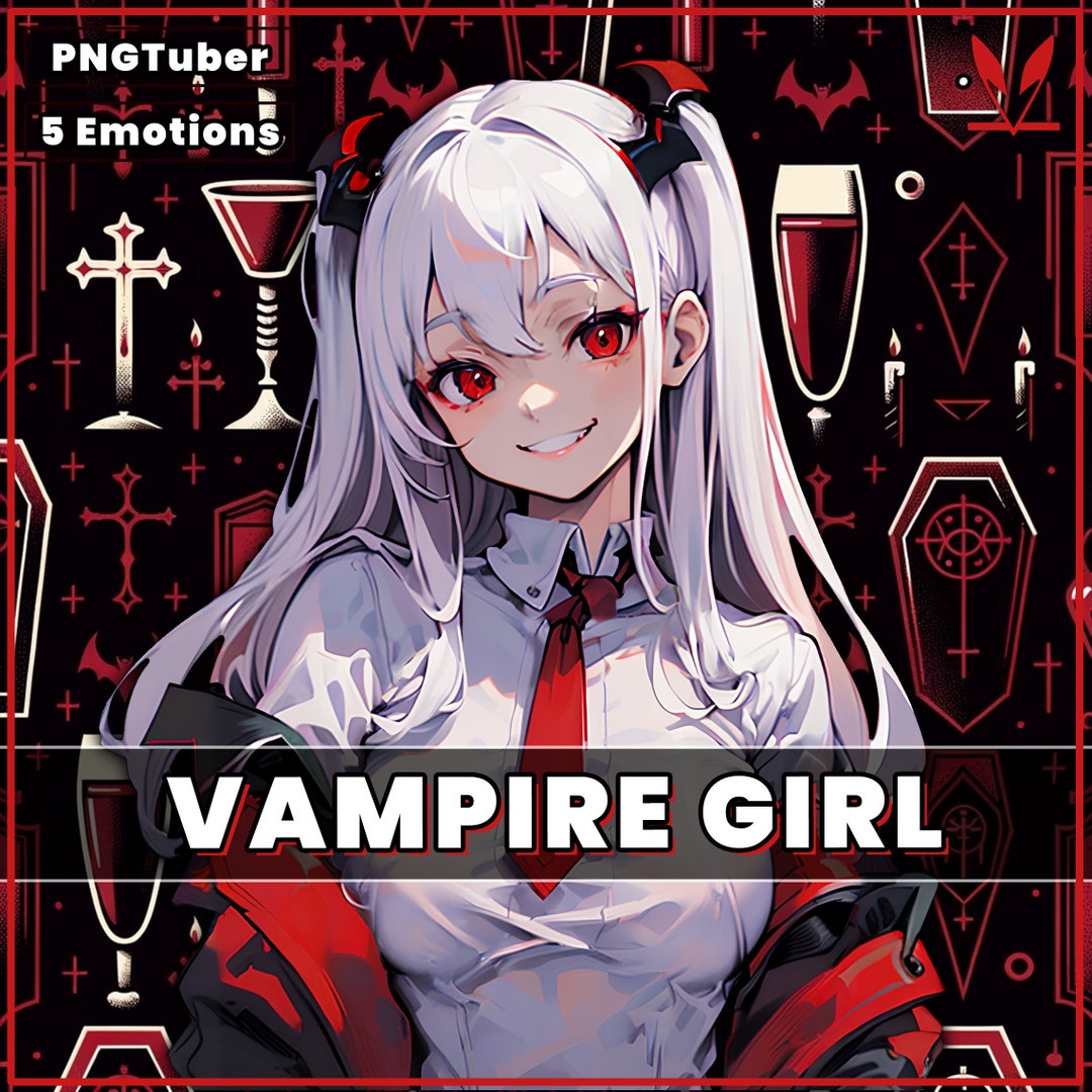 Pngtuber - Cute Vampire Girl | 5 Expressions | Premade Pngtuber Girl ...