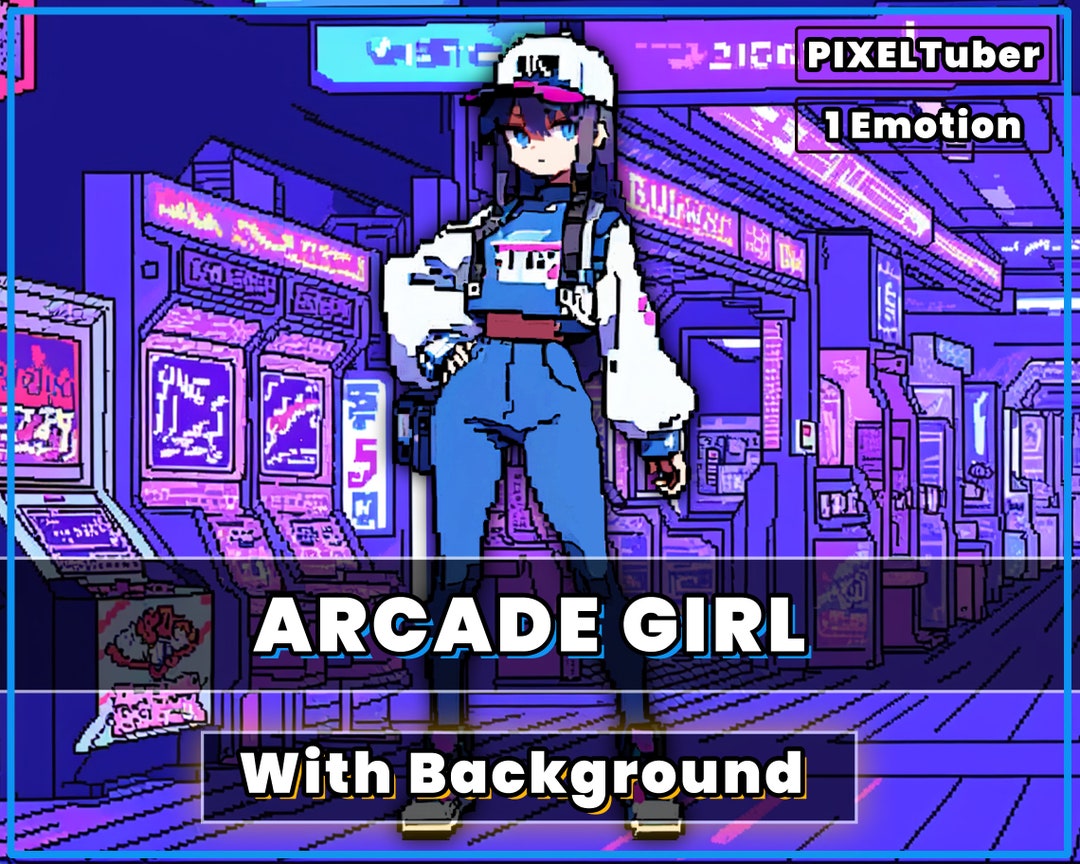 Pixeltuber Arcade Girl With 1 Expression, Animated Pixel Art Giftuber ...