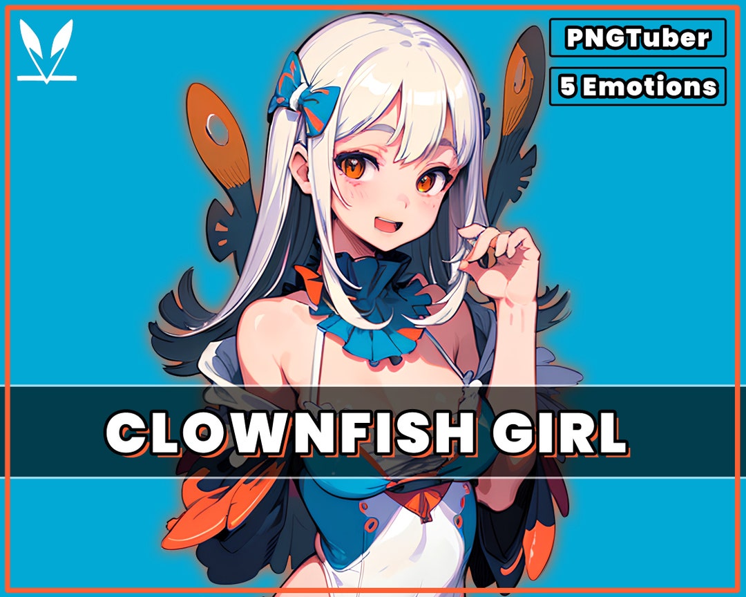 Pngtuber Cute Clown Fish Vtuber Girl 5 Expressions - Etsy