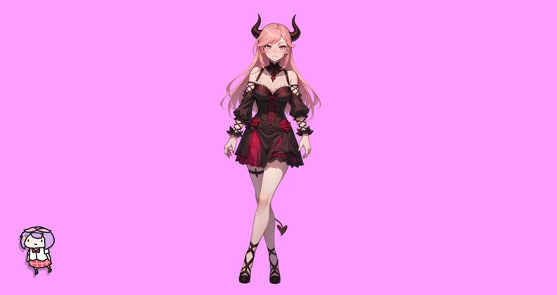Vtuber - Rose Succubus Girl for Vtube Studio as a Cute Pink, Red Full ...