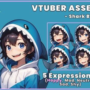 Pngtuber - Shark Boy With 5 Expressions Ready to Go. Good for Streaming ...