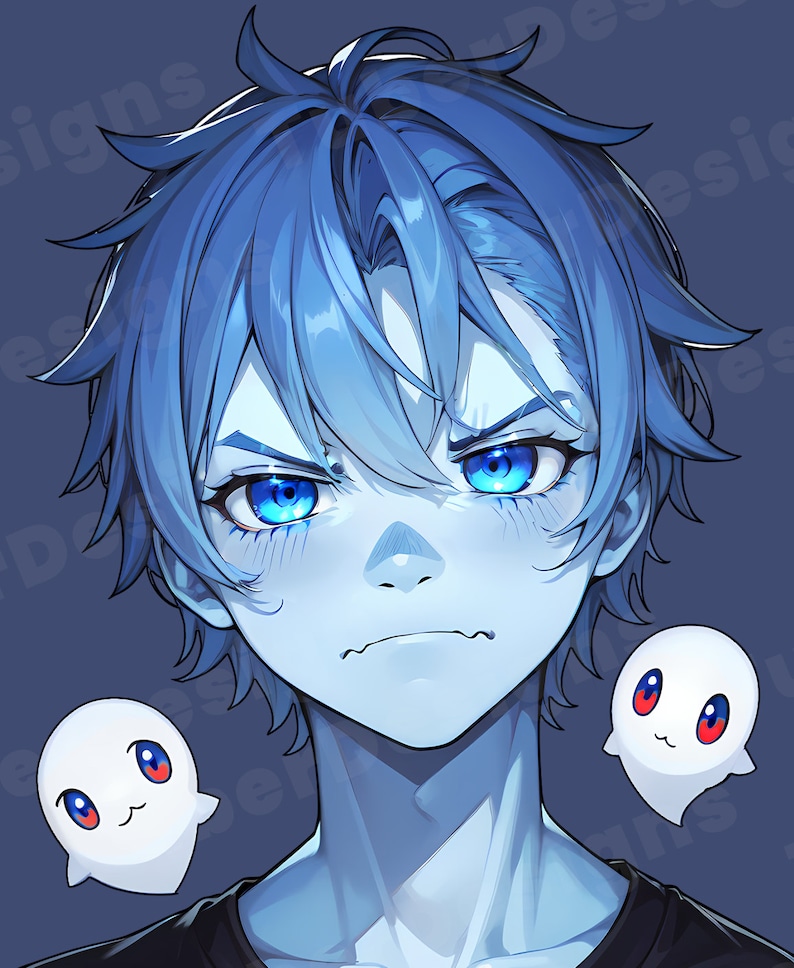 Pngtuber Ghost Boy With 5 Emotions Premade Pngtuber Male Png Model ...