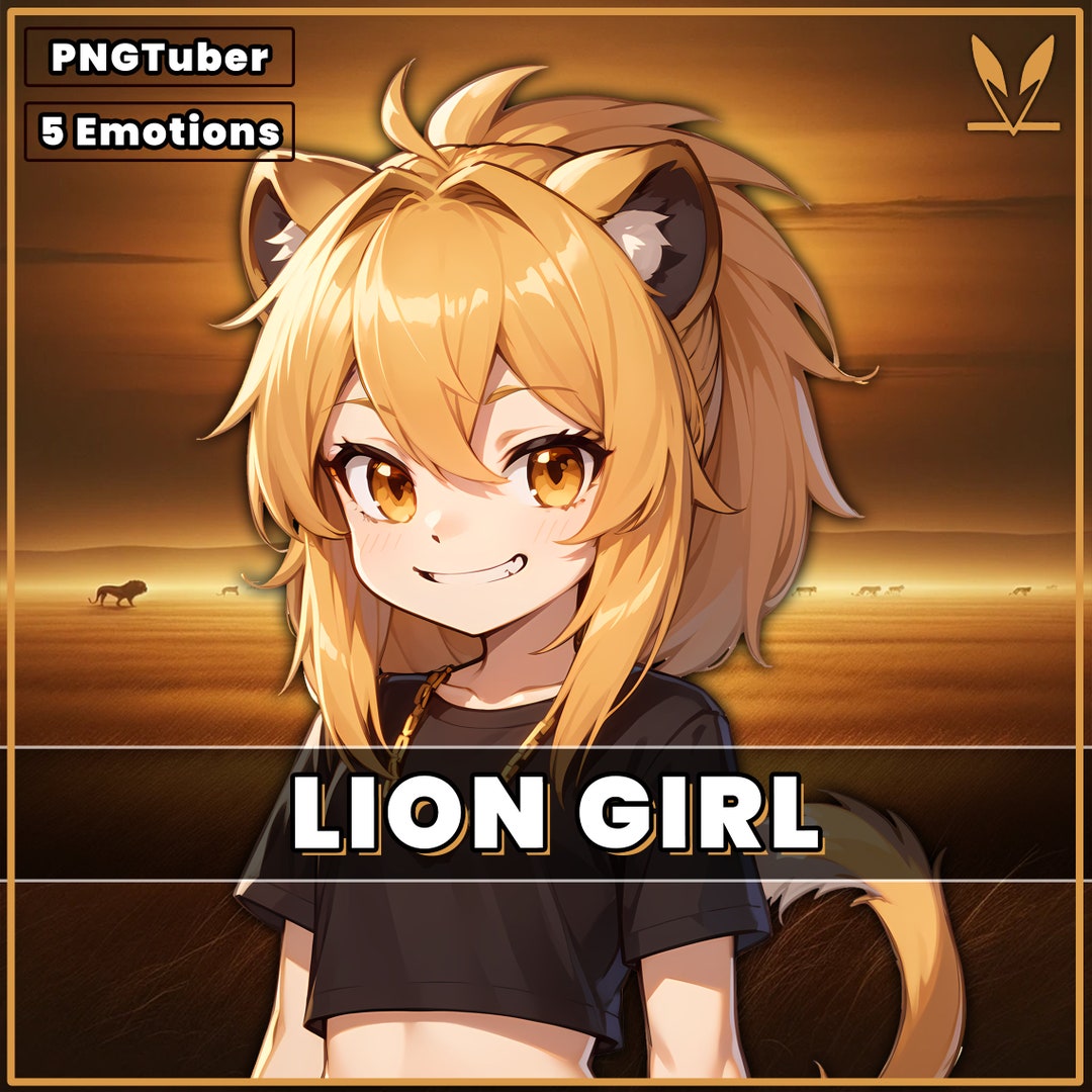 Lion Girl Pngtuber Model | 2D Vtuber Avatar, 5 Emotions - Etsy