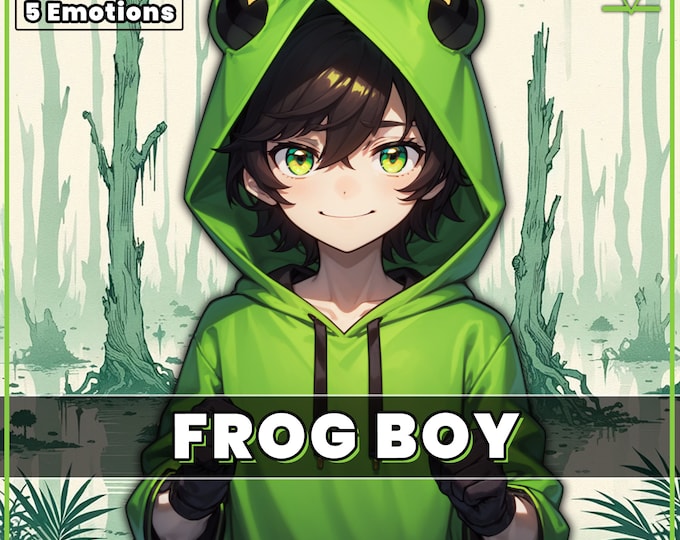Cute Frog Boy Pngtuber | Kawaii | Ready for Twitch | Vtuber Avatar ...