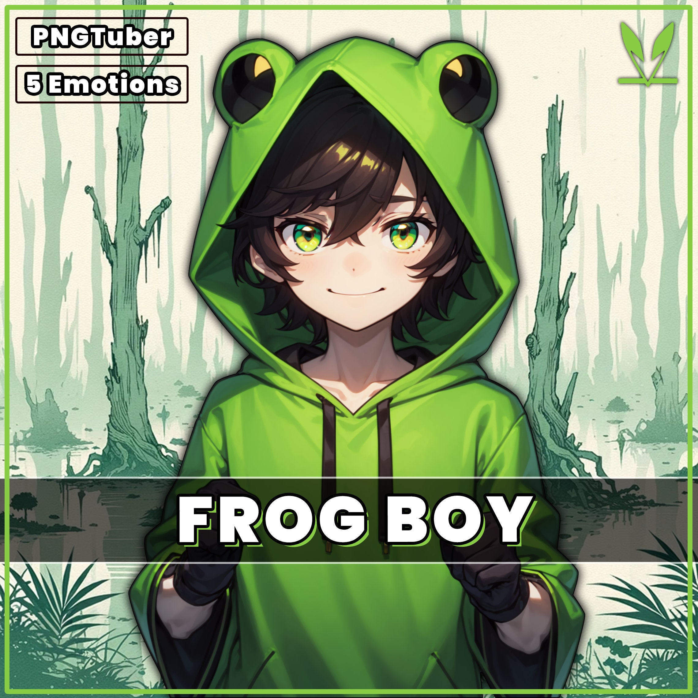 Cute Pngtuber Model | Frog Boy Pngtuber Premade Model | Veadotube Model ...