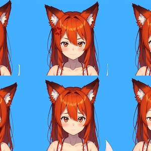 Vtuber - Red Fox Girl for Vtube Studio as a Cute Ginger, Red Full Body ...