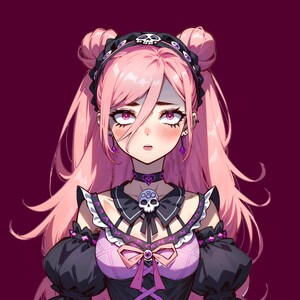 Vtuber - Skull Goth Girl for Vtube Studio as a Cute Pink, Black Half ...