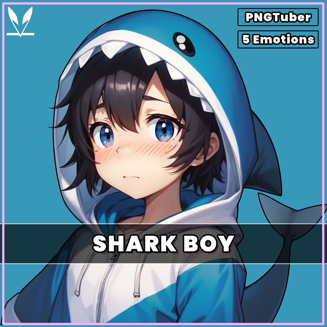 Pngtuber Shark Boy With 5 Expressions Ready to Go. Good for - Etsy ...