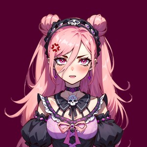 Vtuber - Skull Goth Girl for Vtube Studio as a Cute Pink, Black Half ...