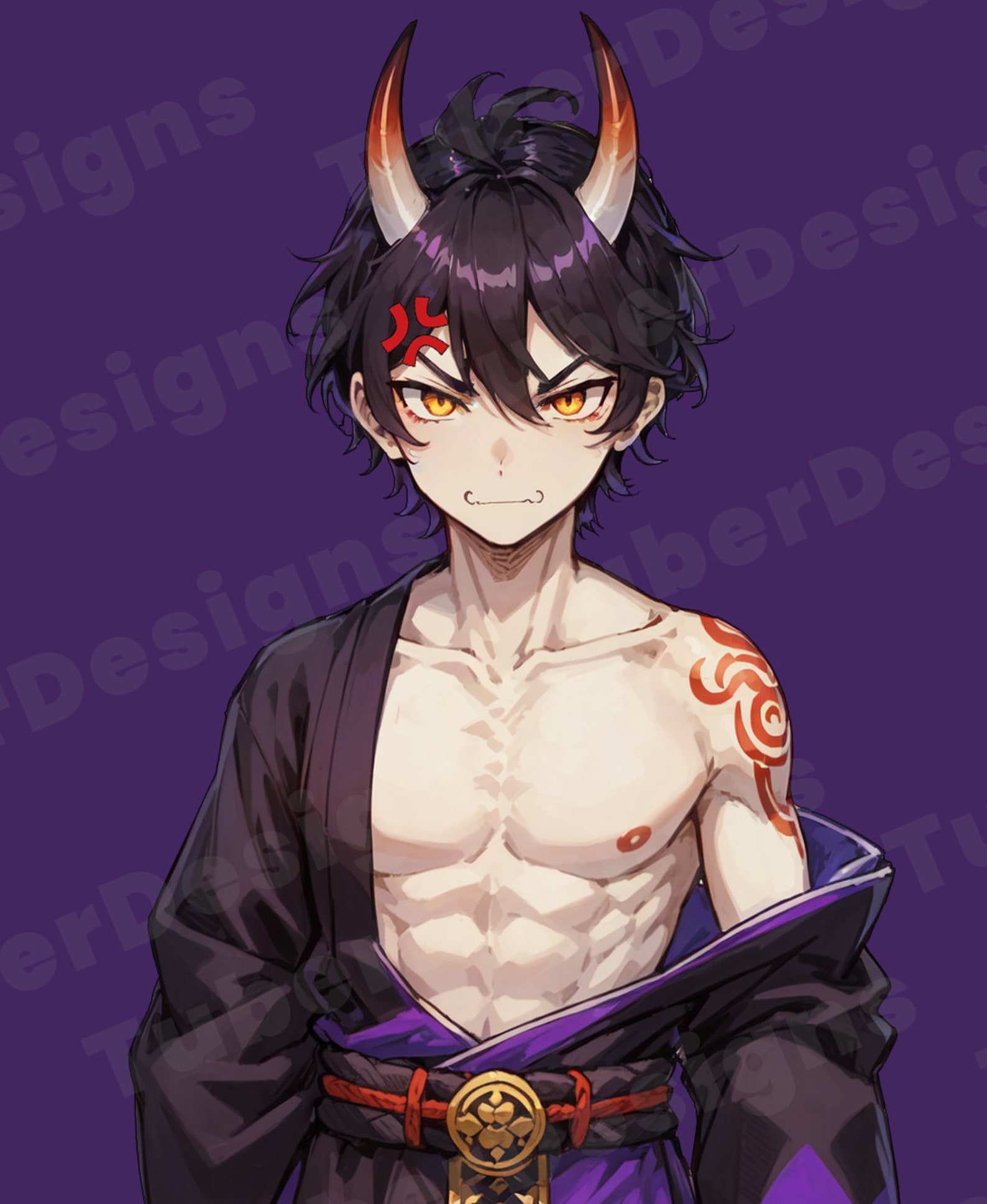 Pngtuber Oni Boy Premade Male Pngtuber - Etsy