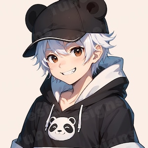Pngtuber Panda Boy, Pngtuber Male, Pngtuber Premade, Pngtuber Overlay ...