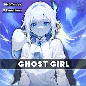 Pngtuber - Cute Ghost Girl | 5 Expressions | Premade | Mystical ...