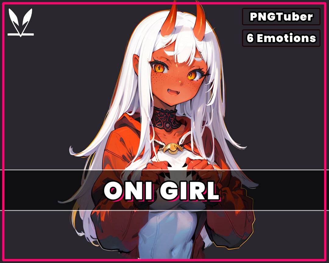 Pngtuber Cute Oni Girl 6 Expressions Demon Premade - Etsy