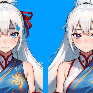 Premade Vtuber Model - Azure Dragoness Girl for Vtube Studio as a Blue, White, Red Full Body ...