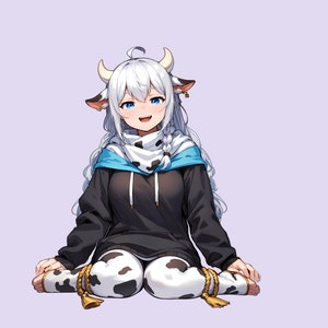 Vtuber - Cow Girl for Vtube Studio as a Cute White, Blue Full Body ...