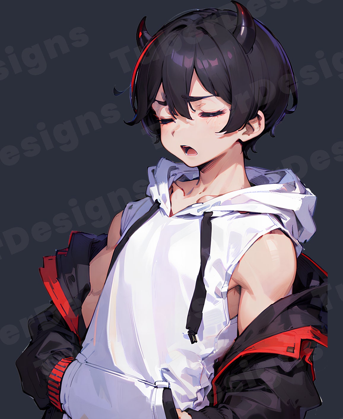 Pngtuber - Demon Hacker Boy | 5 Expressions | Premade | Male | Streamer ...