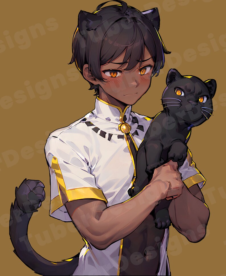 Pngtuber - Cute Panther Boy | 5 Expressions | Premade | Animal ...