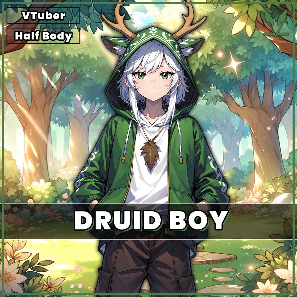 Vtuber - Druid Boy | Live2D | Vtube Studio | Forest | Streamer | Hoodie ...