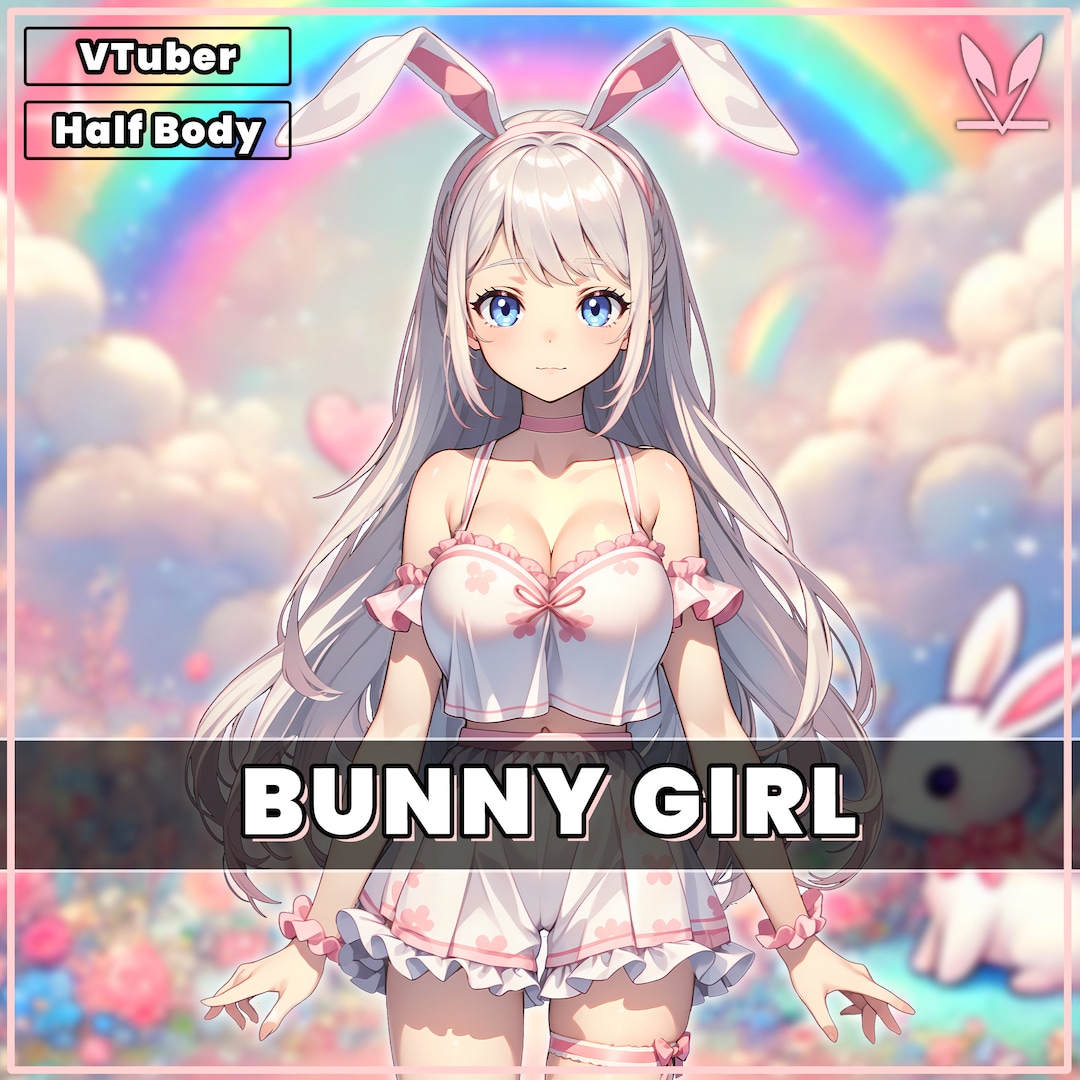 Vtuber - Cute Bunny Girl for Vtube Studio as a Pink, White Half Body Vtuber Animal Female Live2d ...