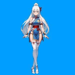 Premade Vtuber Model - Azure Dragoness Girl for Vtube Studio as a Blue, White, Red Full Body ...