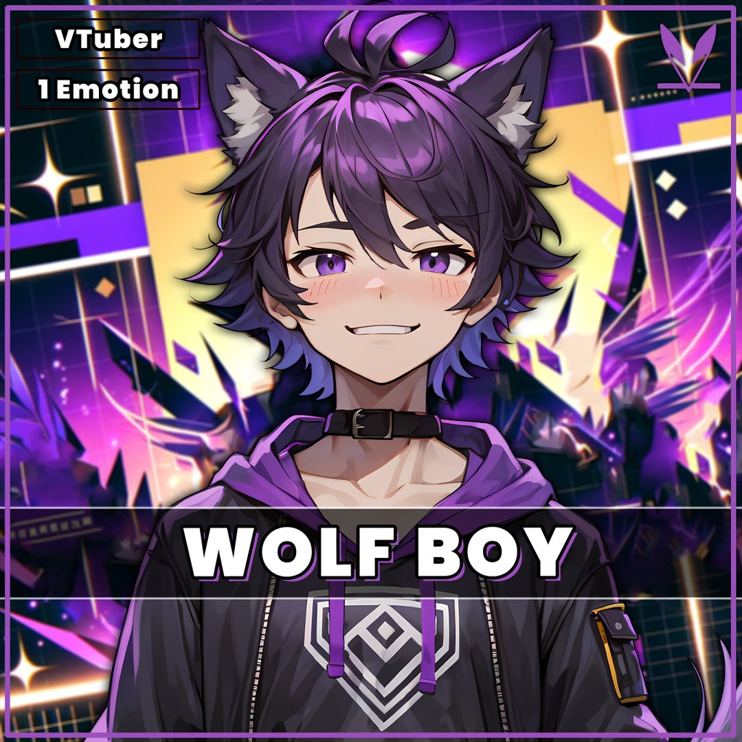 Vtuber - Purple Wolf Boy | Live2d | Animal | Streamer | Wolf | Animal ...