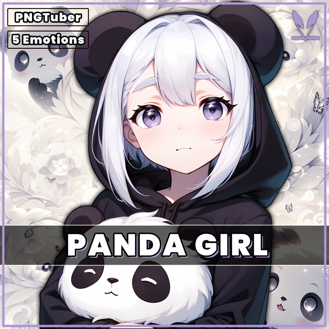 Pngtuber Panda Girl 2D Premade Model With 5 Emotions for Streaming ...