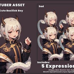 Pngtuber - Cute Basilisk Boy | 5 Expressions | Basilisk Premade ...