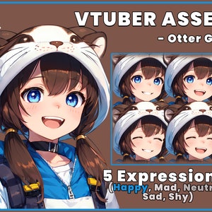 Pngtuber Combo Pack Panda Girl and Otter Girl With 5 Emotions | Premade Pngtuber Female Model ...