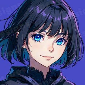 Pngtuber Raven Girl 2D Premade Model With 5 Emotions for Streaming ...