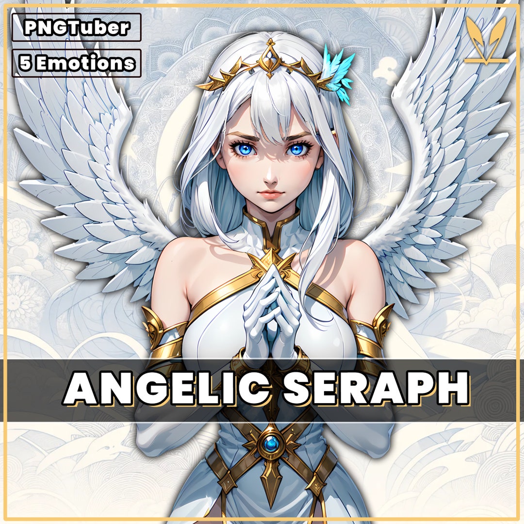 Pngtuber Angelic Seraph Girl With 5 Emotions | 2d Premade Pngtuber Girl ...