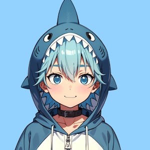 Male Premade Vtuber Model - Shark Boy for Vtube Studio as a Cute but ...